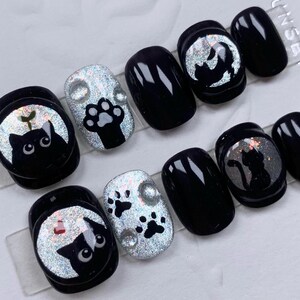 Adorable Cat-themed Press on Cat Eye Nails for Women, Cute Cute Cat ...