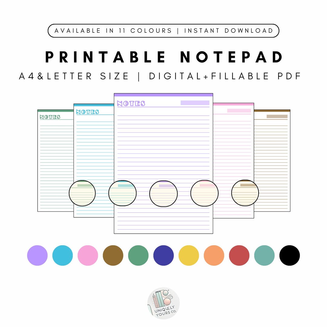 Printable Lined & Dotted Note Pages for College - A4 Size Note-taking ...