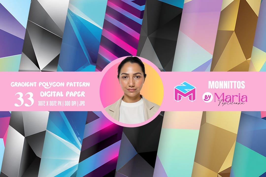 33 Gradient 3D Polygon Pattern - Etsy