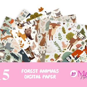 15 Forest Animals DIGITAL PAPER - Etsy
