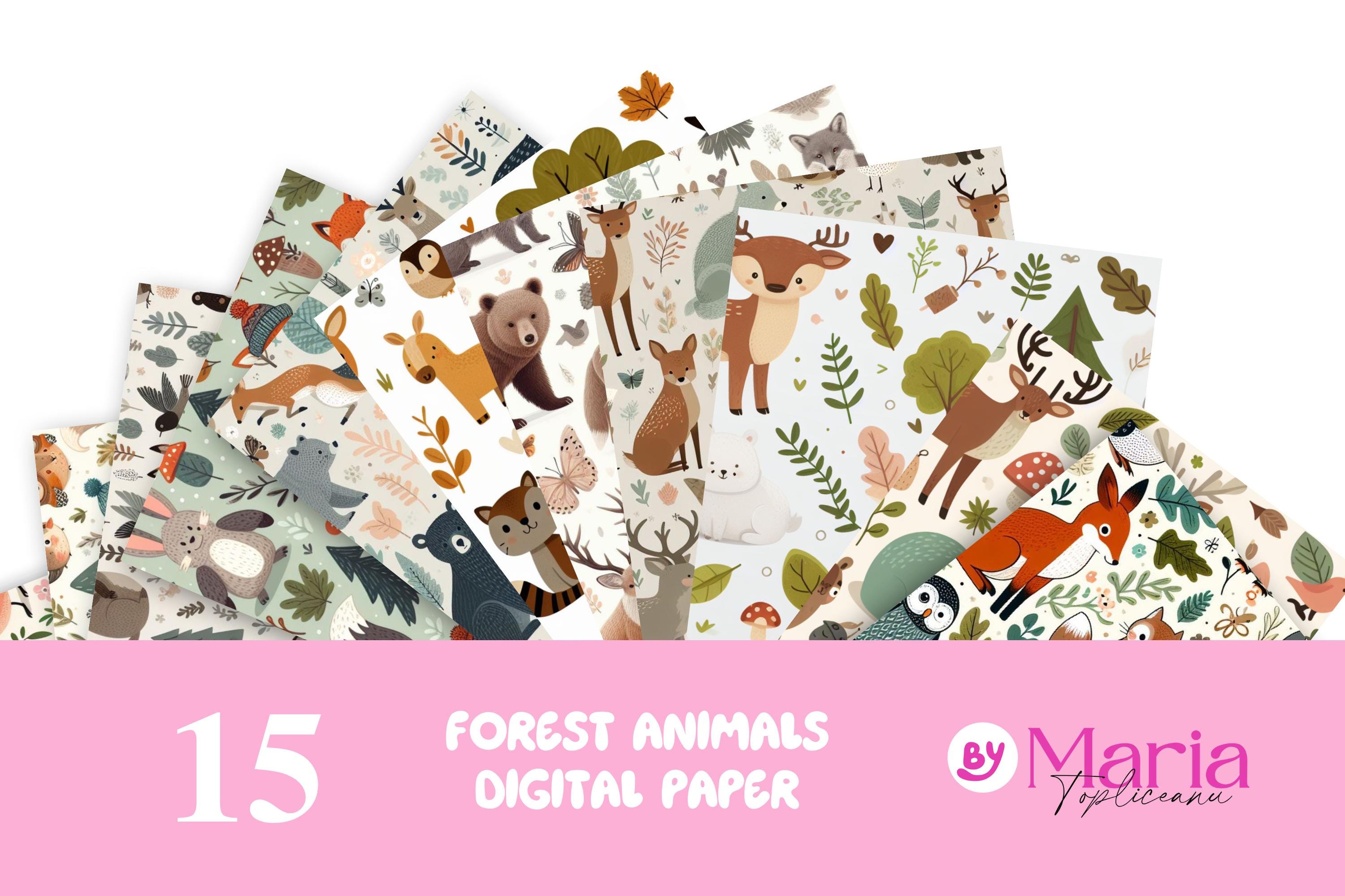 15 Forest Animals DIGITAL PAPER - Etsy