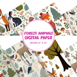 15 Forest Animals DIGITAL PAPER - Etsy