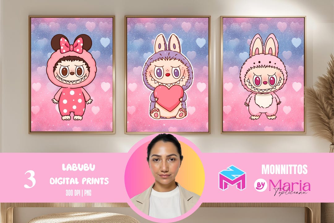 Pastel Labubu Prints | Nursery Wall Art, Set of 3 (pngs) - Etsy