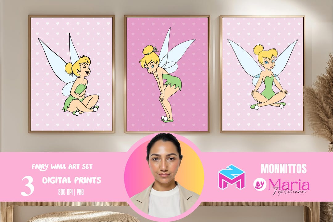 Tinker Bell Wall Art Set | Digital Prints A1–A4 | Nursery Room Decor - Etsy