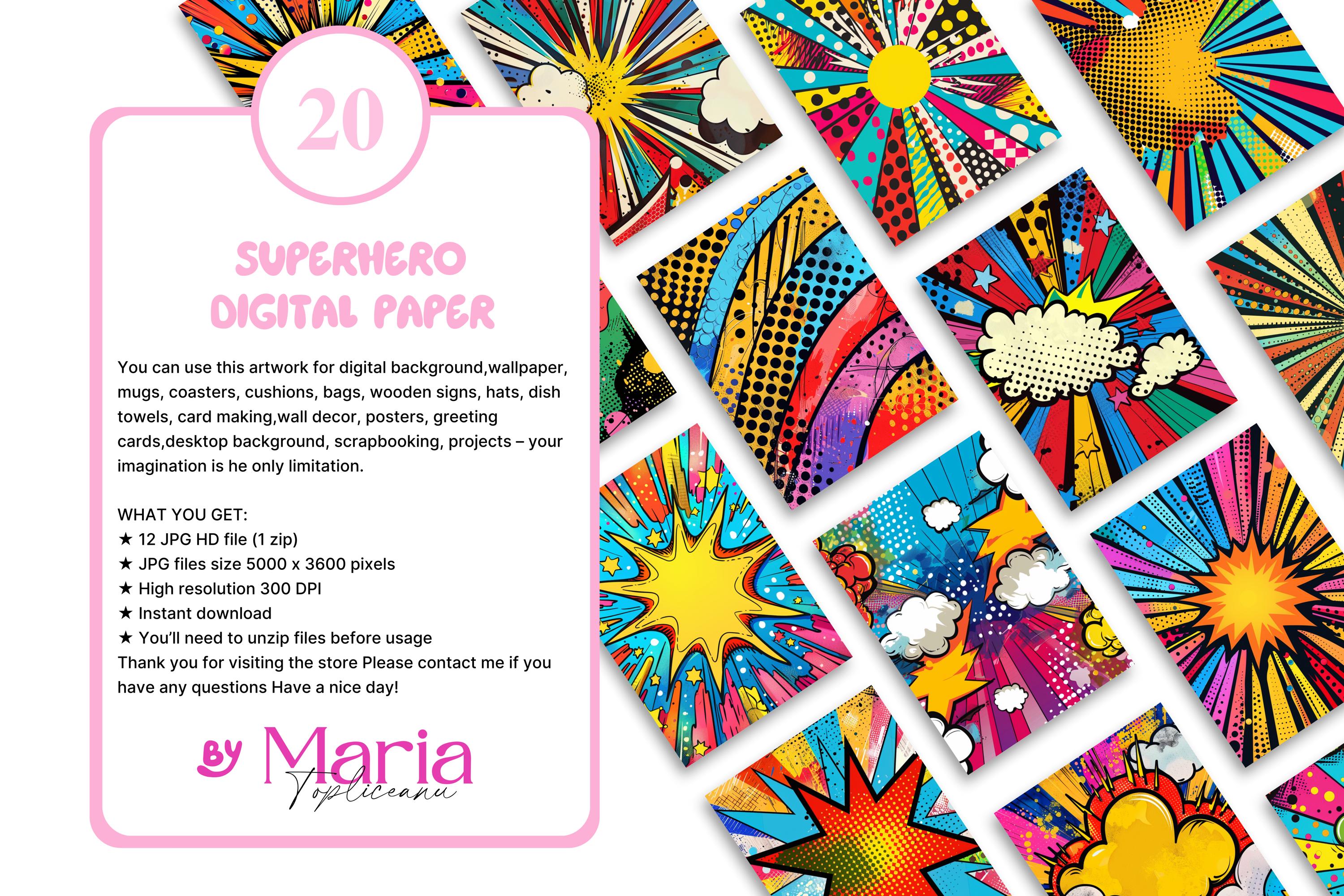 20 Superhero Digital Paper - Etsy