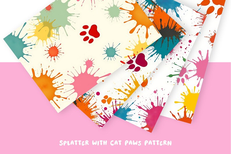 10 Splatter With Cat Paws Pattern - Etsy