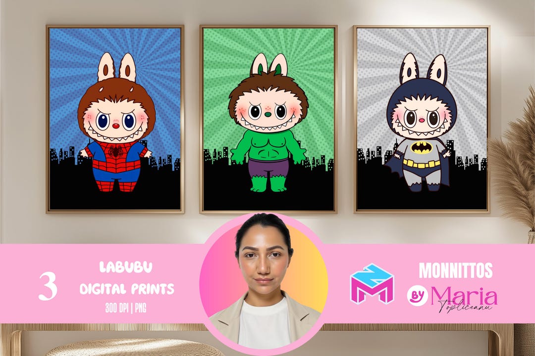 Labubu Nursery Art | Kawaii Bunny Posters | Set of 3 Digital Downloads ...