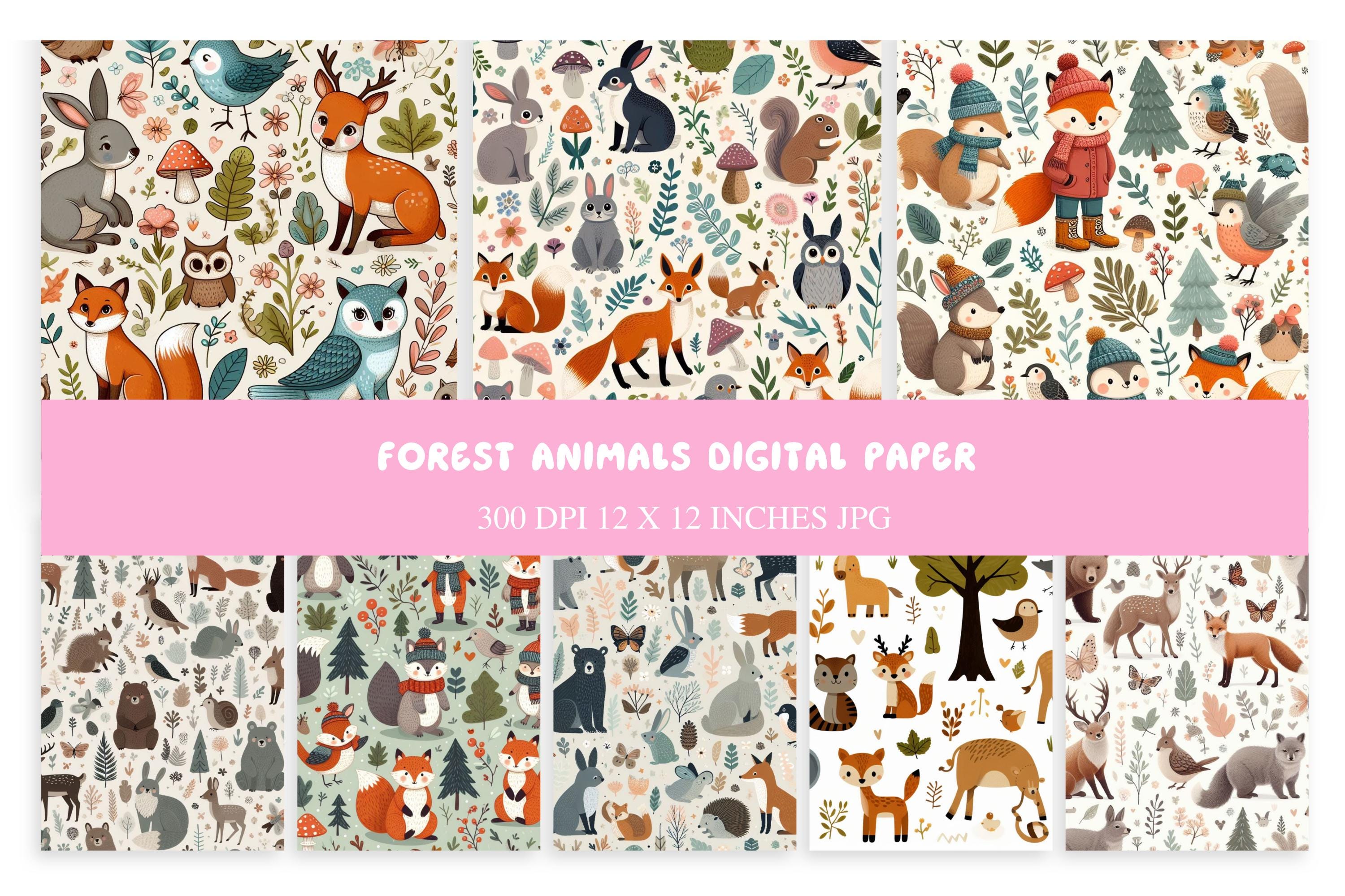 15 Forest Animals DIGITAL PAPER - Etsy