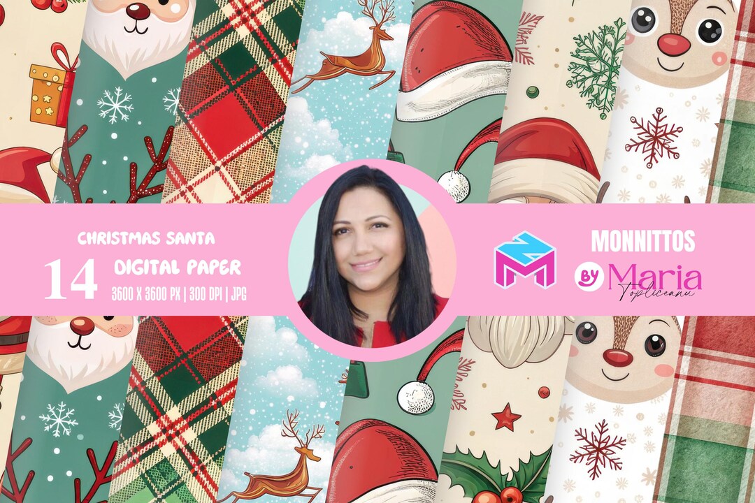 14 Christmas Santa Digital Paper - Etsy