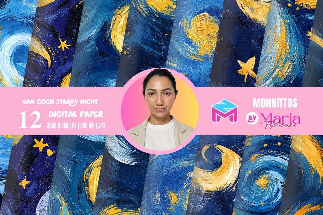12 Van Gogh Starry Night Digital Papers - Etsy