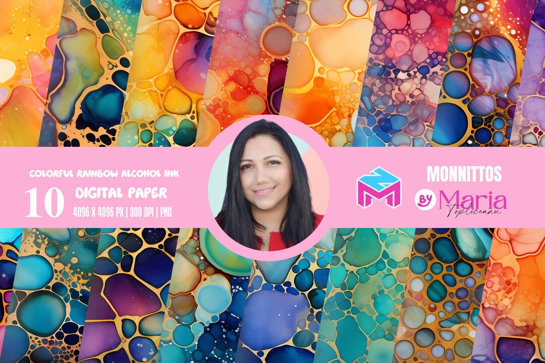 10 Colorful Rainbow Alcohol Ink Digital Paper - Etsy