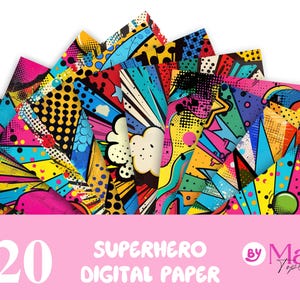 20 Superhero Digital Paper - Etsy