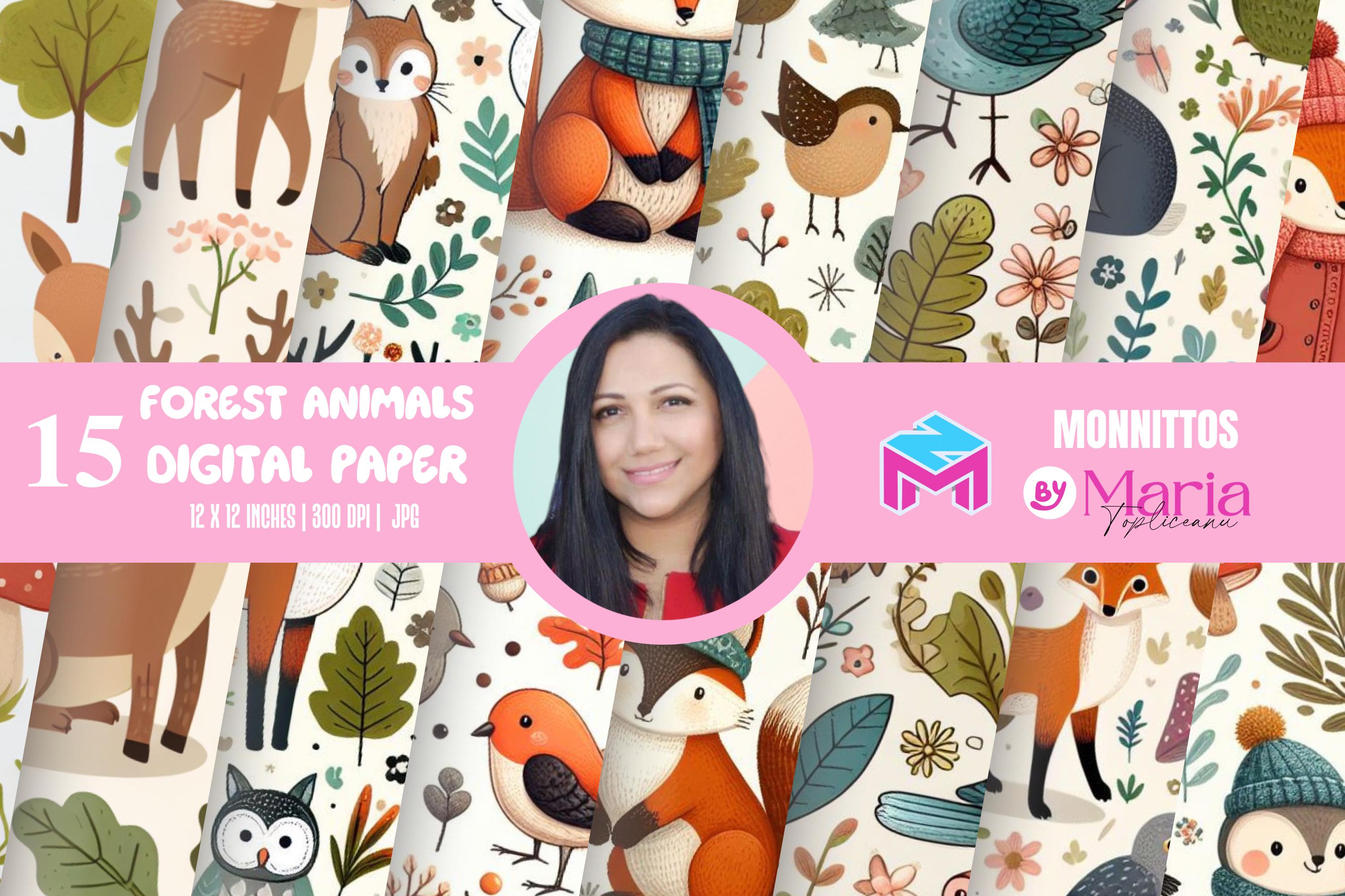15 Forest Animals DIGITAL PAPER - Etsy