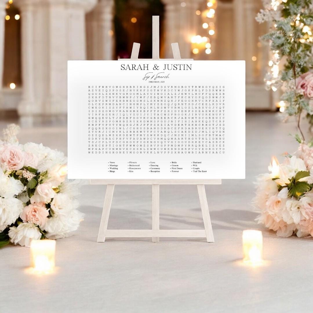Customizable Wedding Word Search Template - Personalized Sip & Search ...