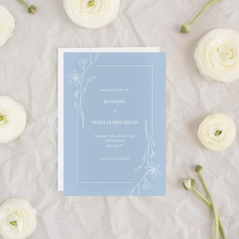 Baby Blessing Invitation, LDS Baby Blessing, Blessing Invite Template ...