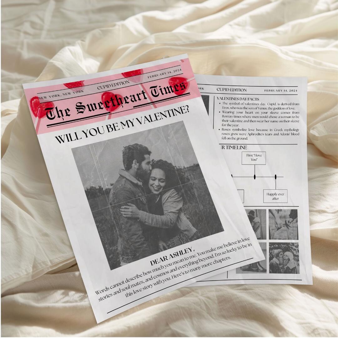 Valentines Day Newspaper Template, Will You Be My Valentine Gift ...
