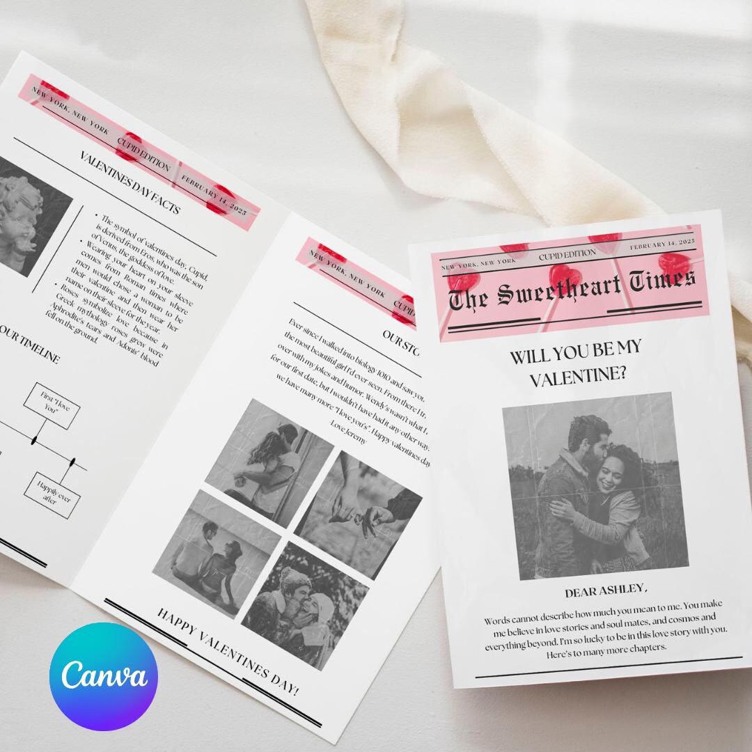 Printable Valentines Day Newspaper Card Valentines Newspaper Will You ...