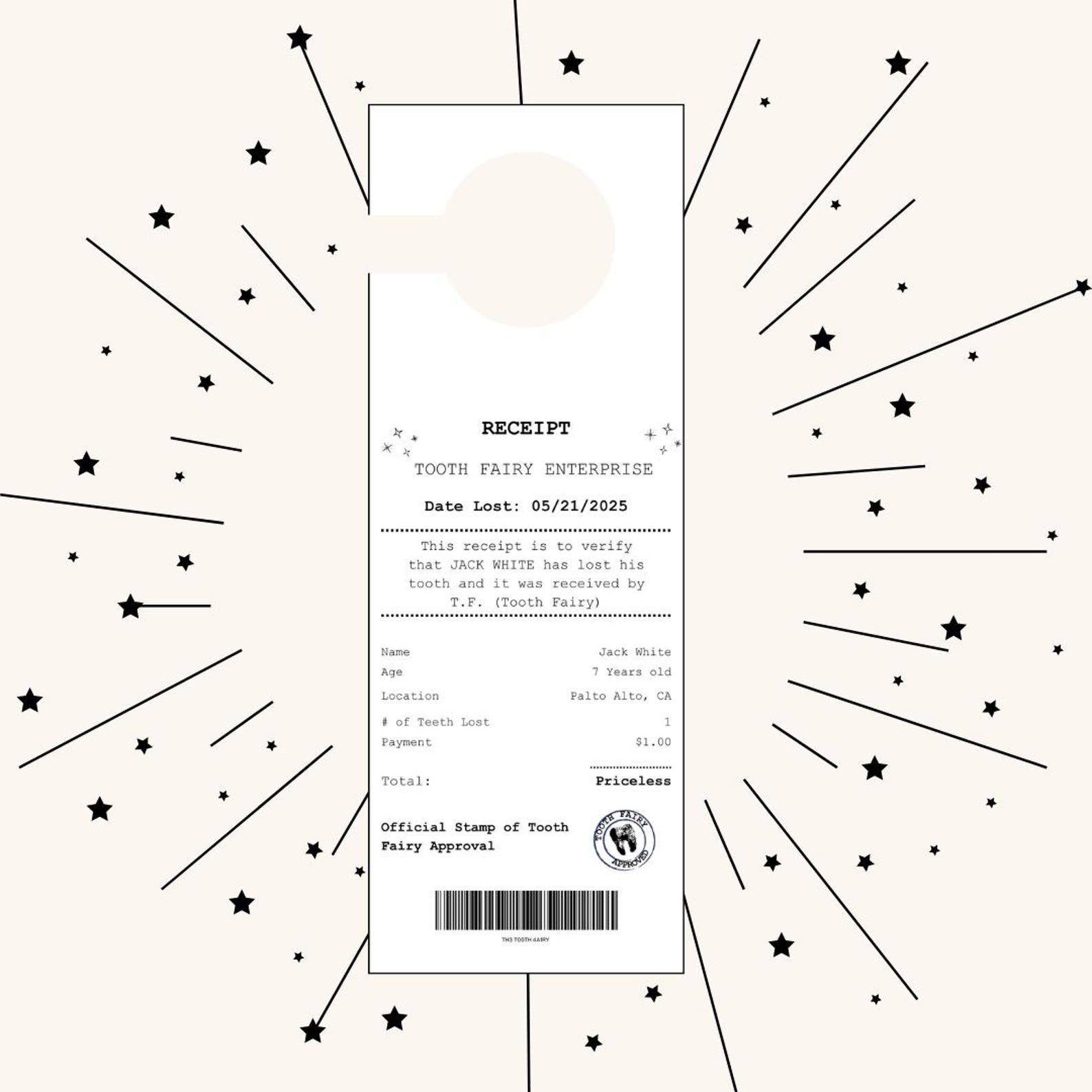 Tooth Fairy Door Hanger Receipt, Editable Tooth Fairy Letter Letter ...