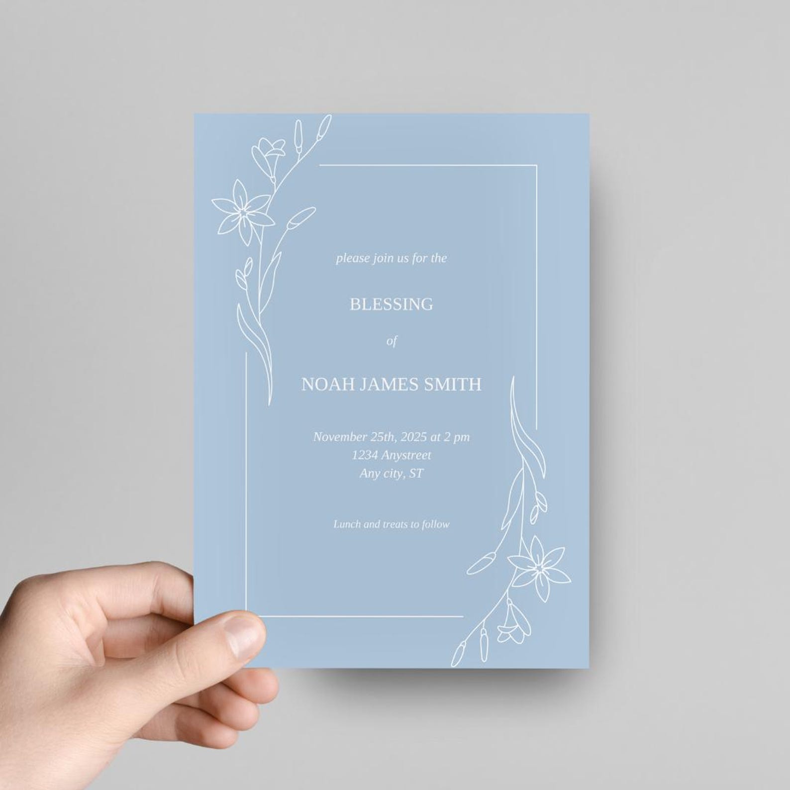 Baby Blessing Invitation, LDS Baby Blessing, Blessing Invite Template ...