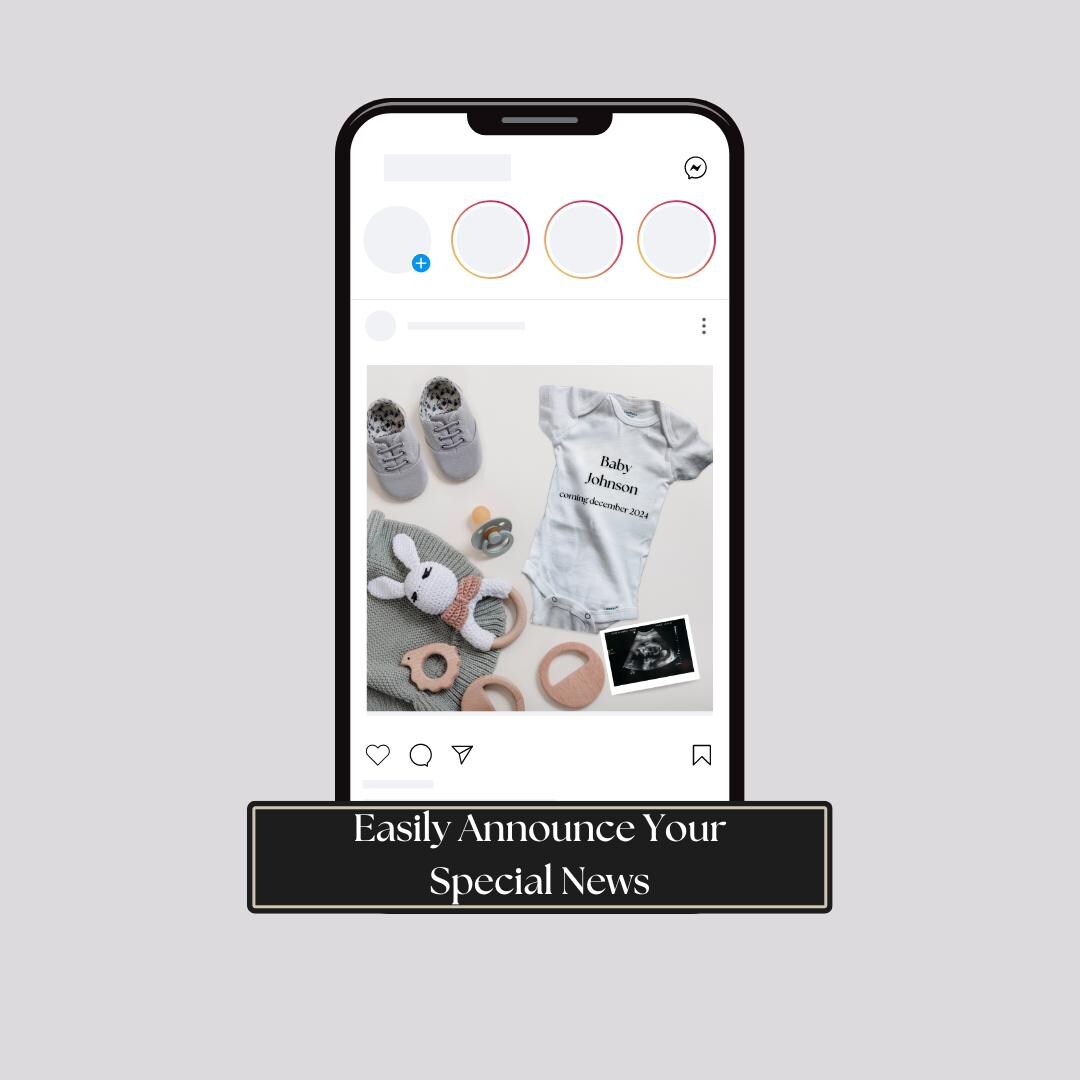 Editable Digital Pregnancy Announcement - Personalized Gender Neutral ...