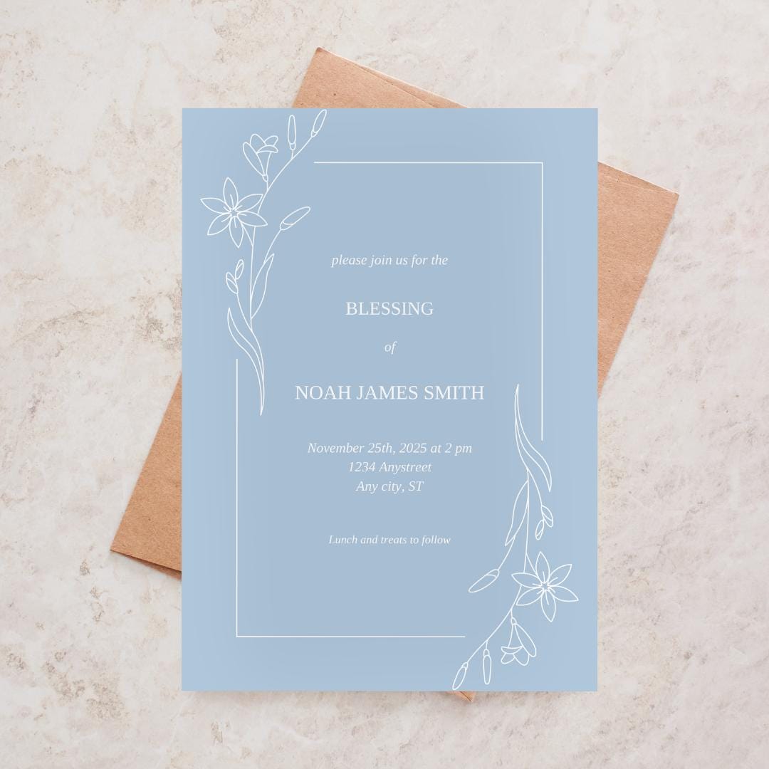 Baby Blessing Invitation, LDS Baby Blessing, Blessing Invite Template ...