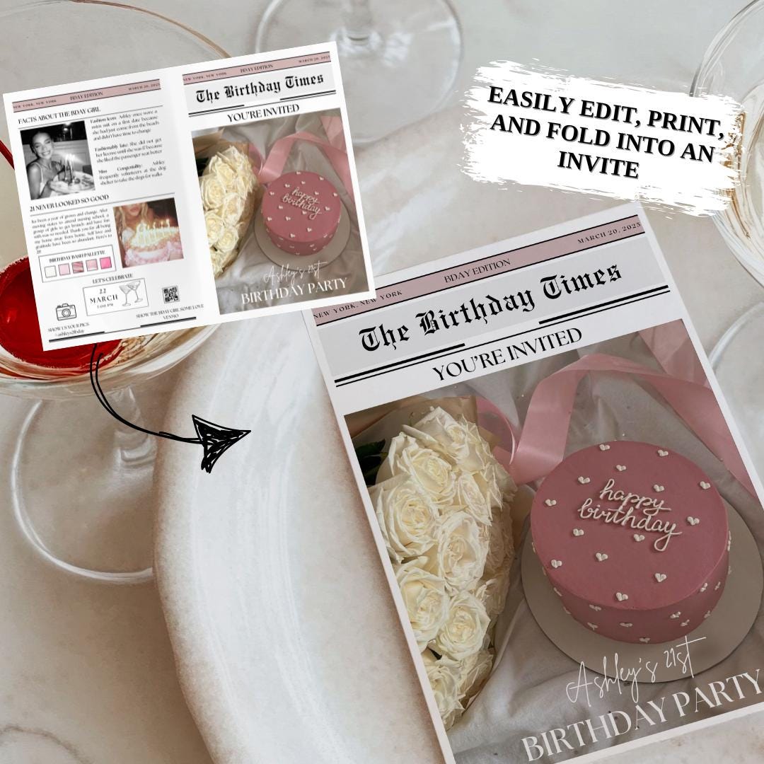 Custom Newspaper Birthday Newspaper Template, Editable Birthday ...