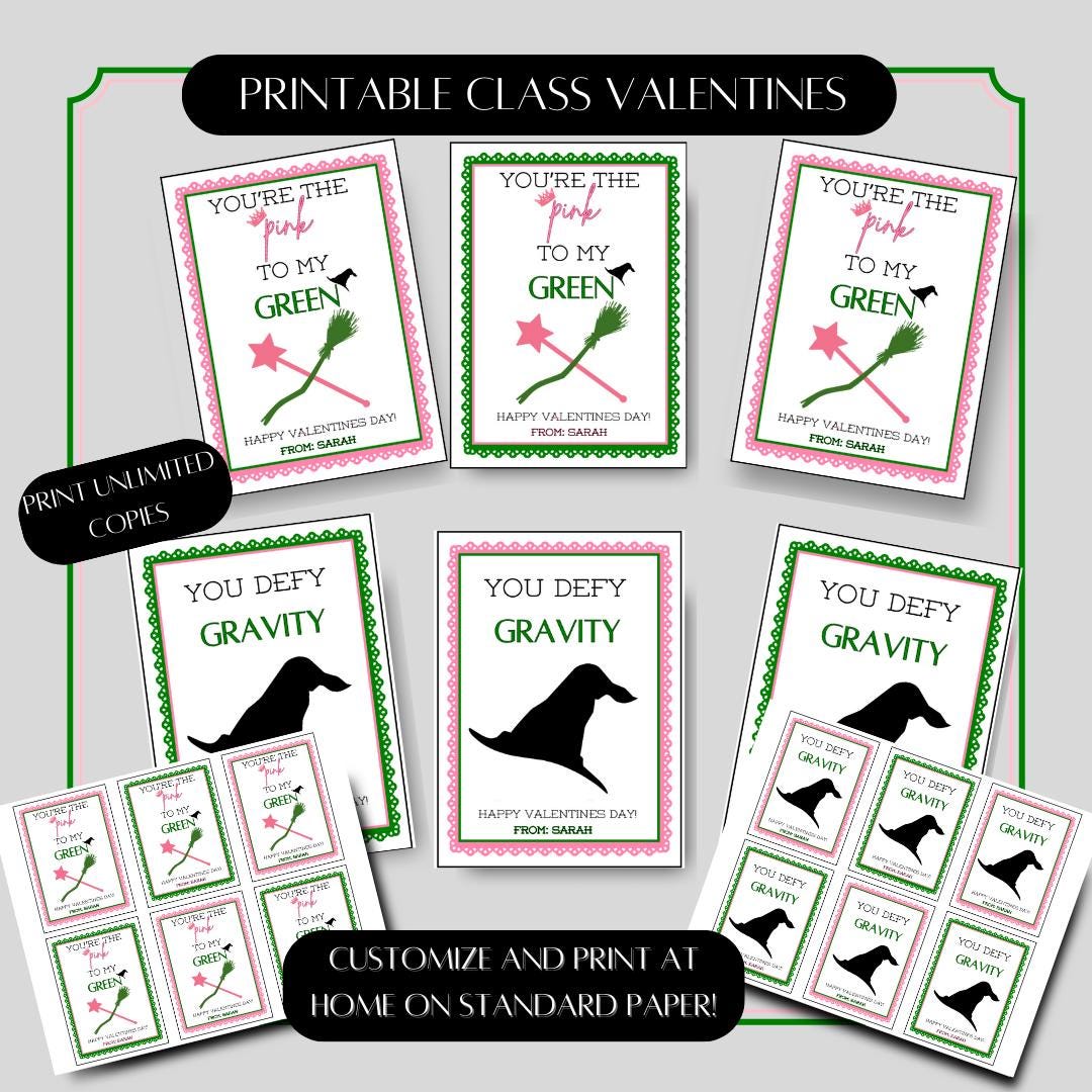 Wicked Inspired Valentine Card Printable Kids Party Favor, Valentine ...