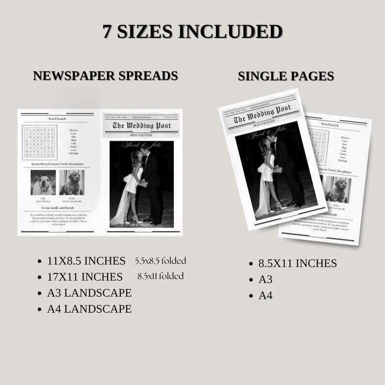 Folded Printable Wedding Newspaper Program Template - the Wedding Times ...