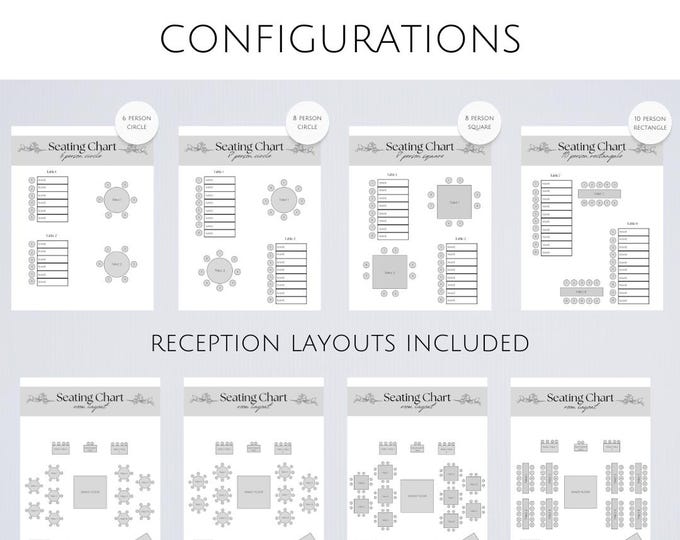 Editable Wedding Seating Chart Planner: Canva Template (digital ...