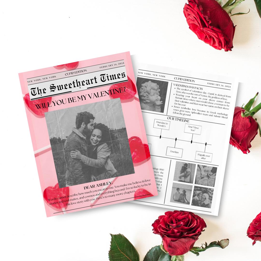 Valentines Day Newspaper Template, Will You Be My Valentine Gift ...