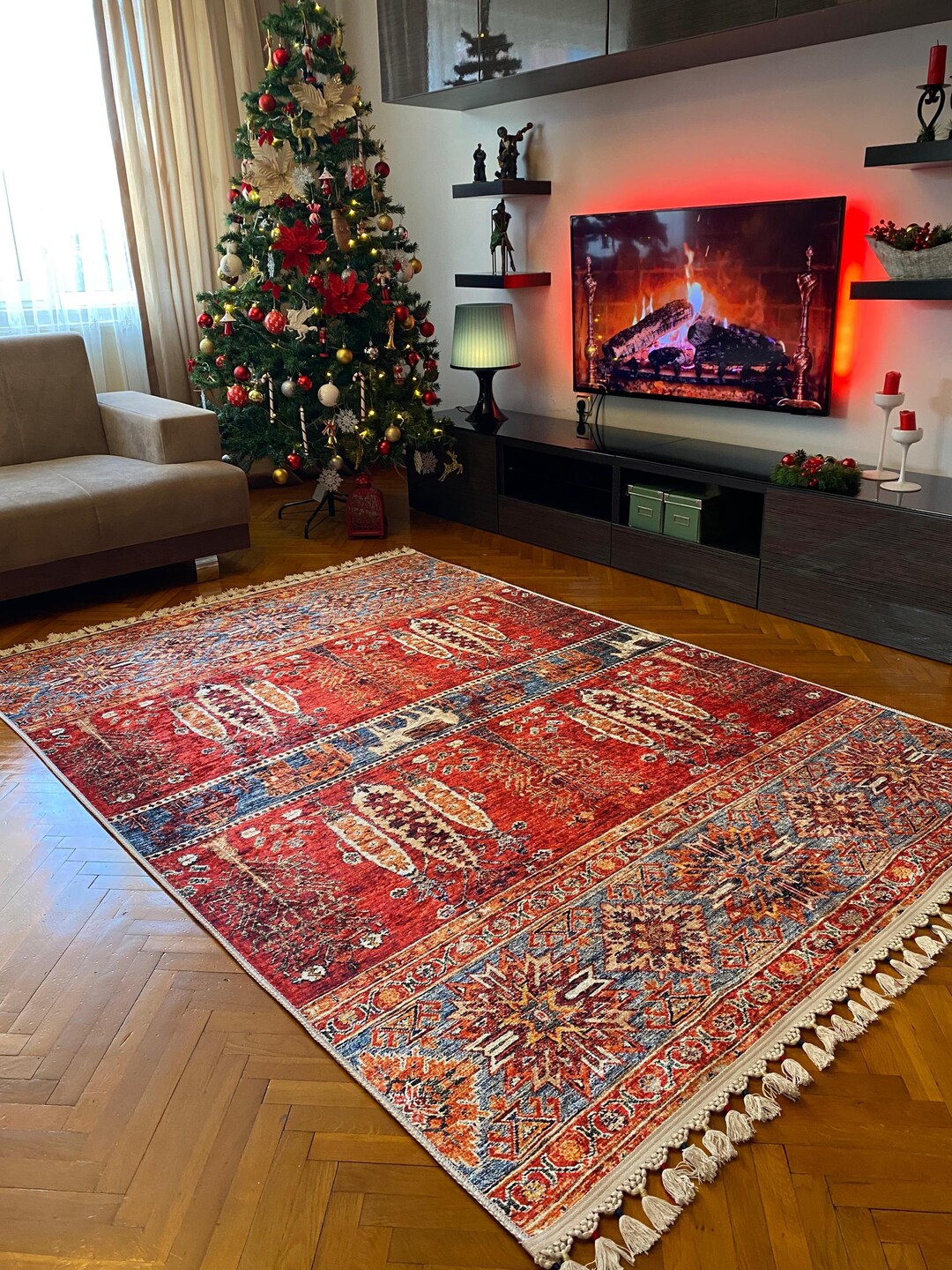 Red Carpet, Red Moroccan Rug, Red Persian Rug, Red Ethnic Rug, Large ...