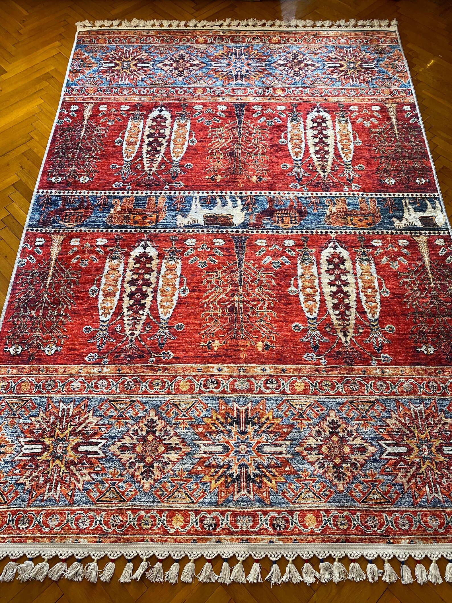 Red Carpet, Anatolian Carpet, Red Rug, Ethnic Pattern, Bohemian Style Carpet, Living Room Carpet ...