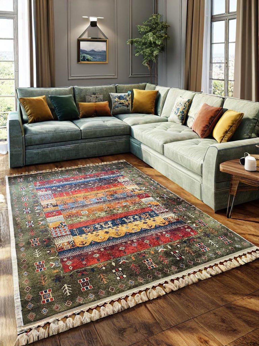Green Carpet, Anatolian Carpet, Green Rug, Ethnic Pattern, Bohemian ...