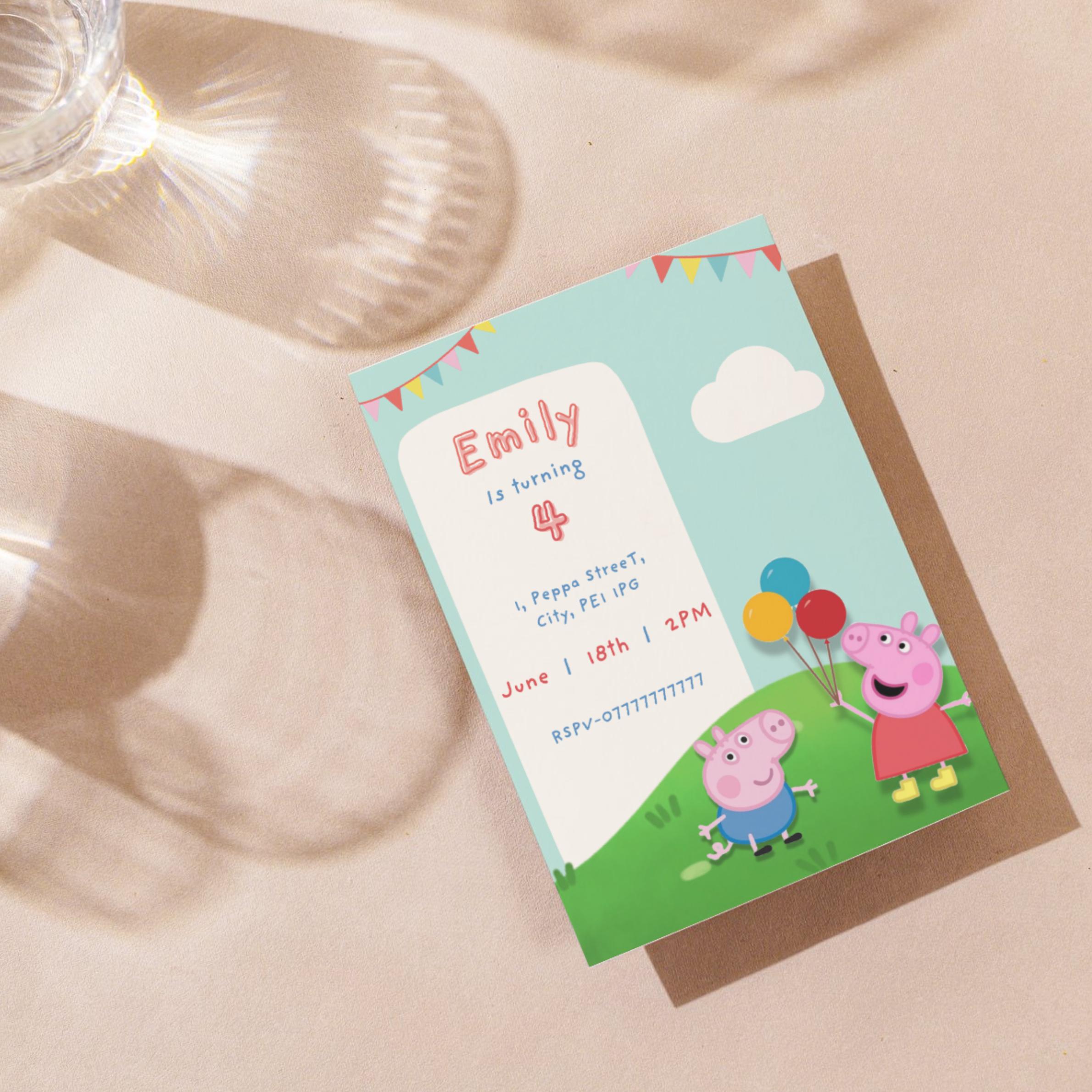 Editable Peppa Pig Invitation Template, Peppa & George Birthday Party ...