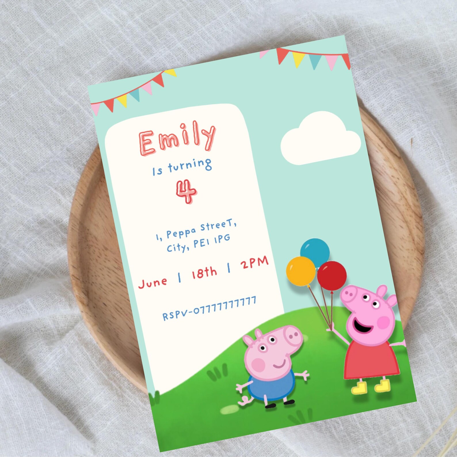 Editable Peppa Pig Invitation Template, Peppa & George Birthday Party ...