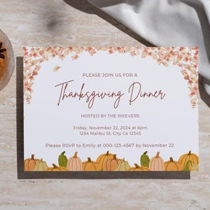 Editable Thanksgiving Dinner Invitation: Digital Evite (canva Template ...