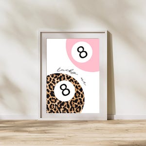 Lucky Me Pink Wall Art Pink Leopard 8 Pool Ball Trendy Wall Poster ...