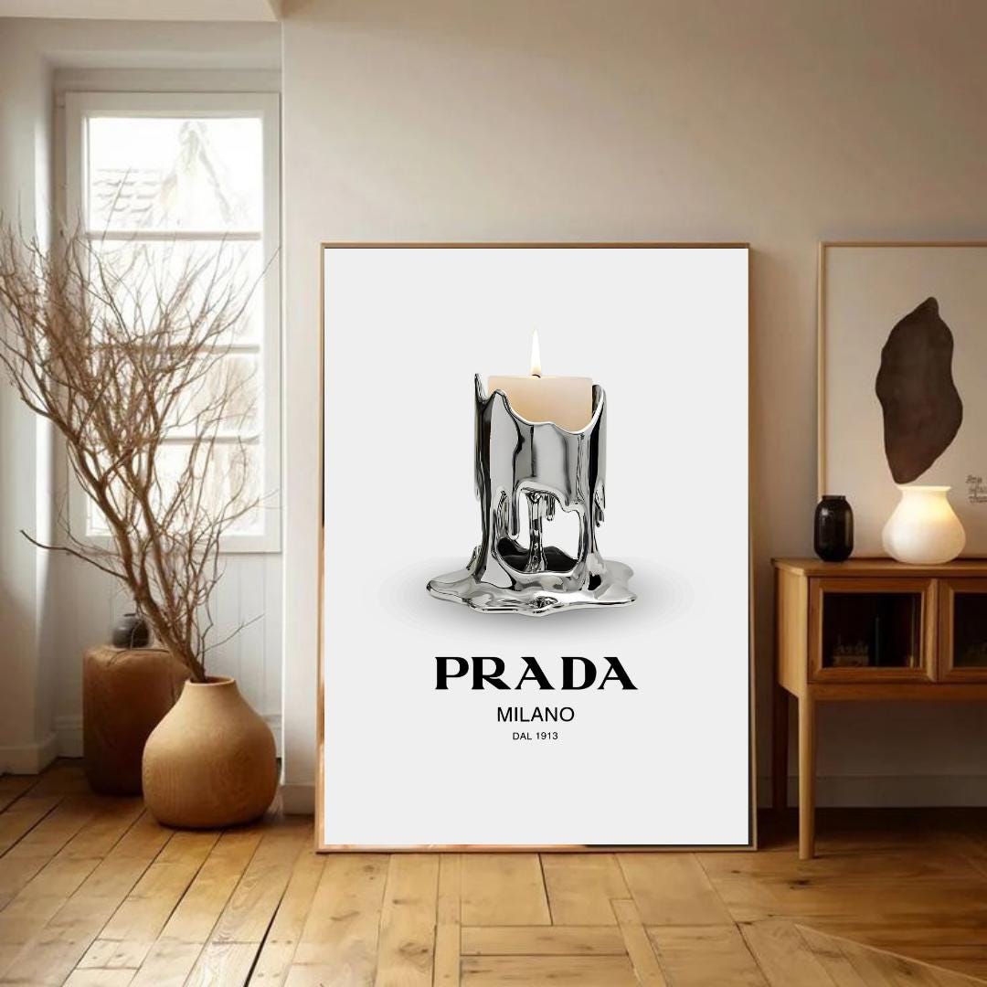 Melting Chrome Candle Poster, Luxury Designer Wall Art, Chrome Poster ...