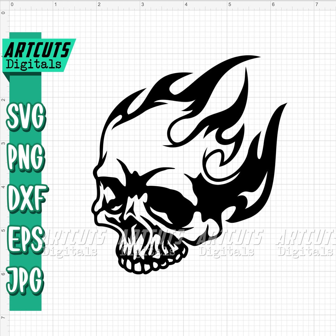 Skull Svg, Flaming Skull Clipart, Skull Shirt Png, Firefighter Dad ...