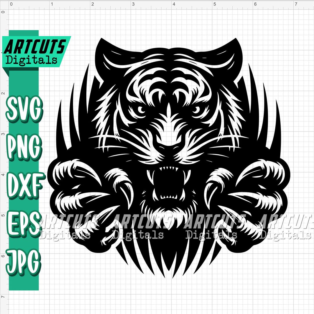 Tiger Scratch Claw Svg, Wild Big Cat Cutfile, Bob Cat Stencil, Puma ...
