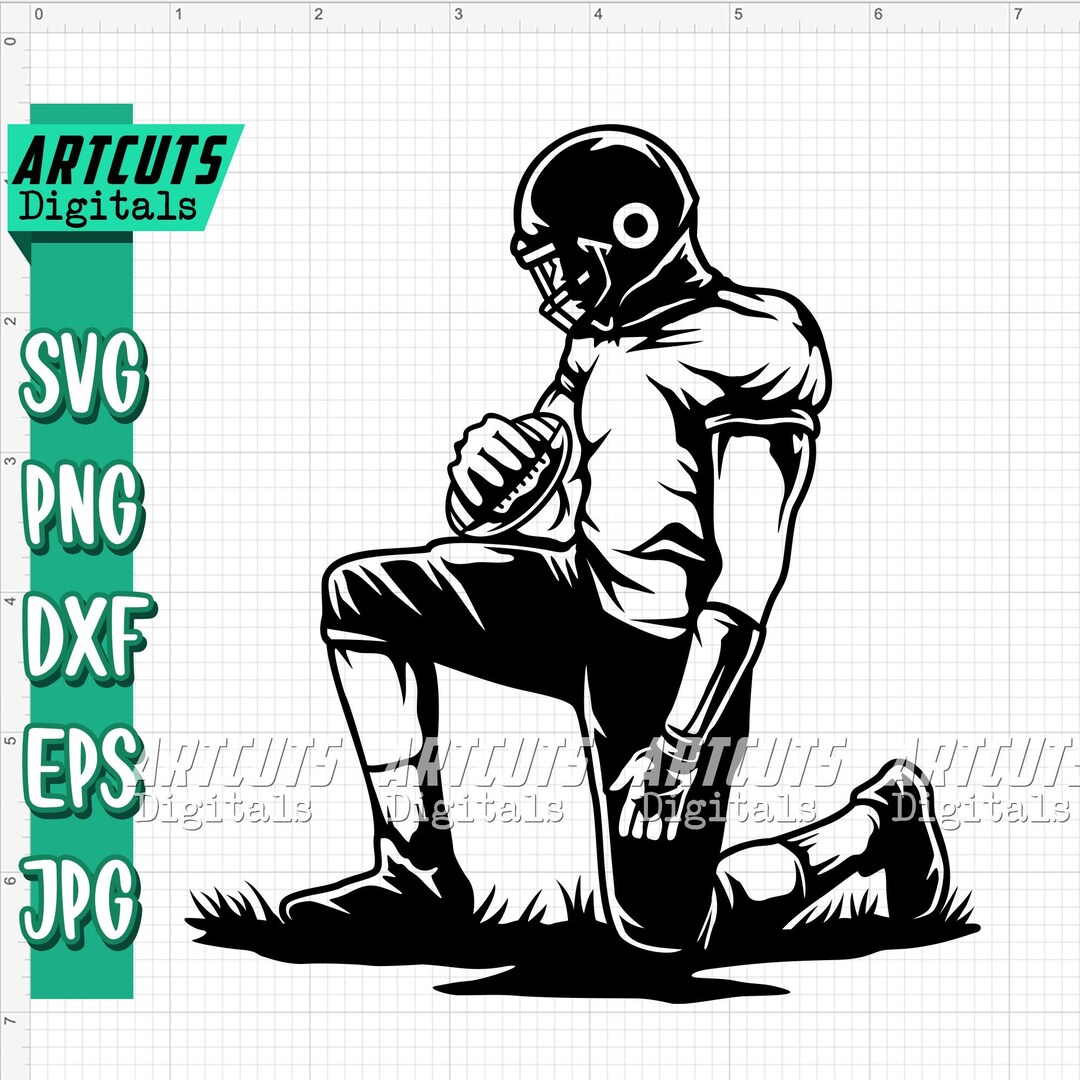 Football Player Svg, American Football Clipart, Quarterback Kneeling ...