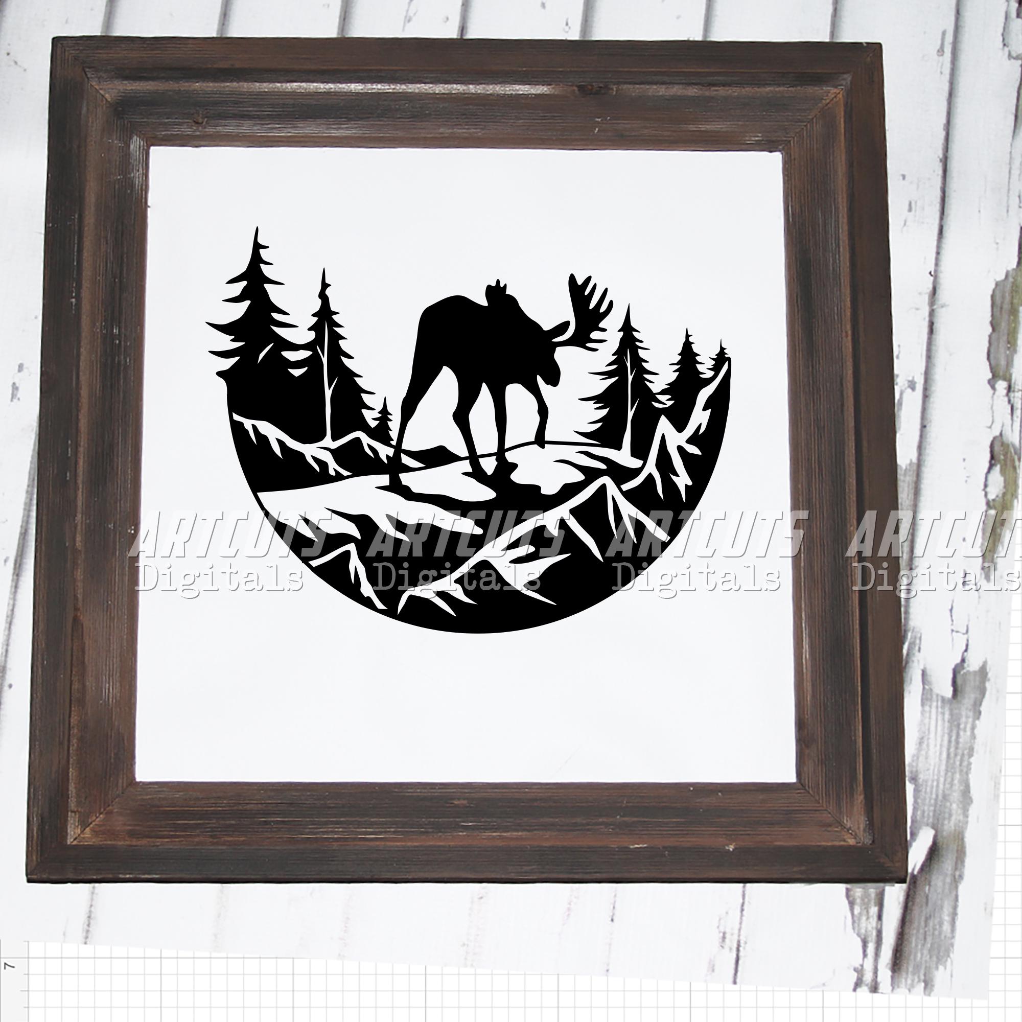 Moose Scene Svg, Camping Clipart, Camper Shirt Png, Woodland Animal ...