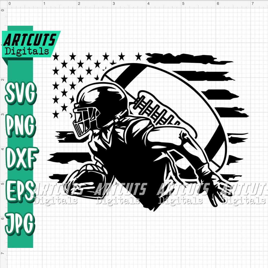 Football Player Svg, USA Game Day Clipart, American Football Cutfile ...