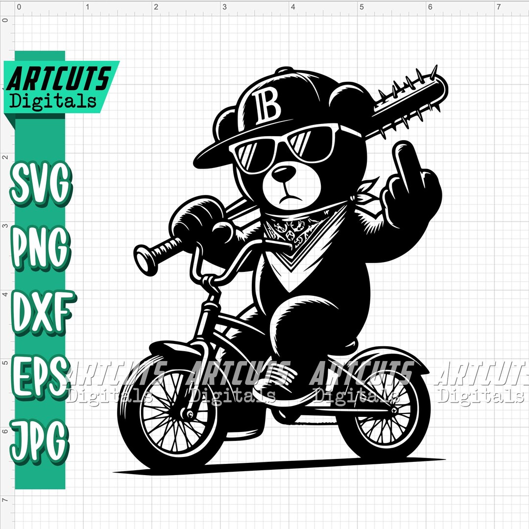 Teddy Svg, Gangster Teddy Clipart, Hipster Bear Cutfile, Hippie Cool ...