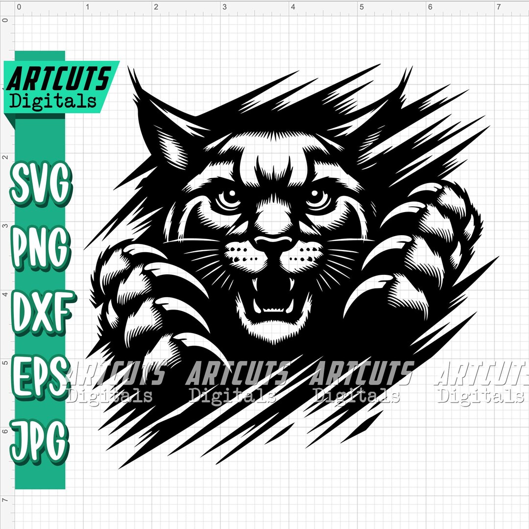 Bobcat Scratch Claw Svg, Wild Cat Clipart, Woodland Animal Stencil, Big ...