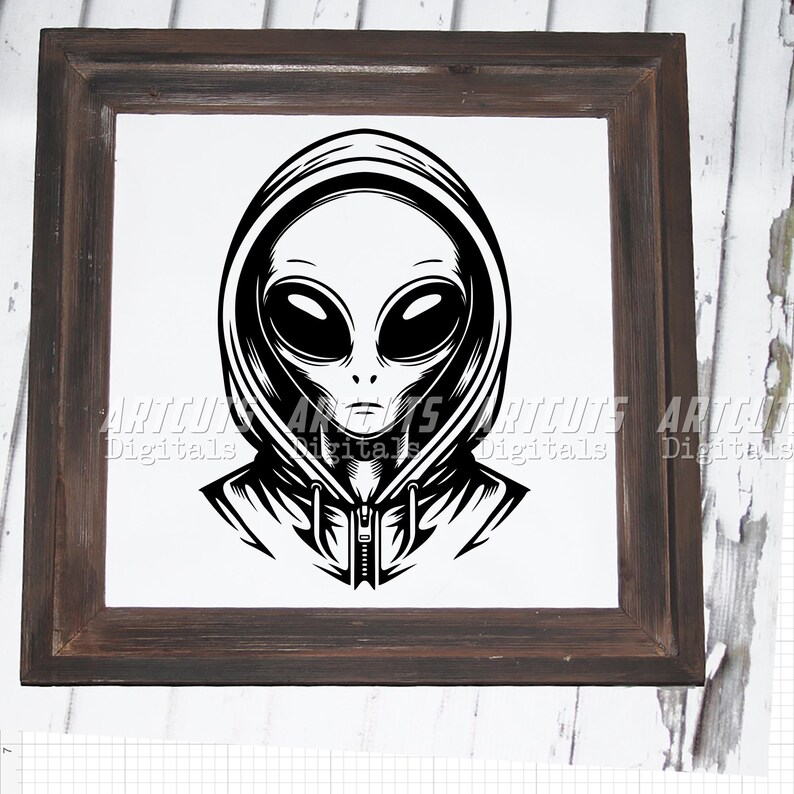 Alien Svg, Alien in Hoodie Clipart, UFO Scene Cutfile, Outer Space Man ...