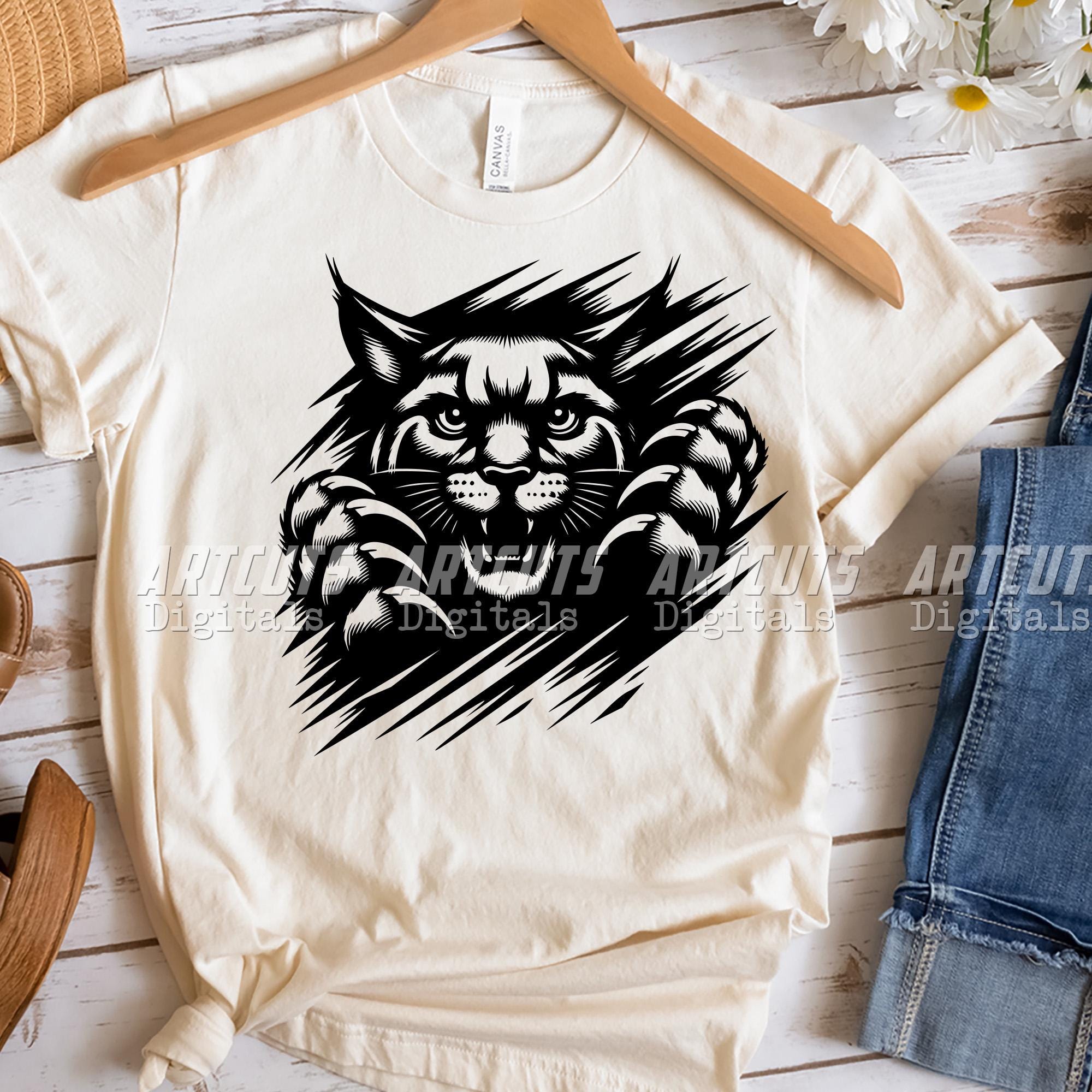 Bobcat Scratch Claw Svg, Wild Cat Clipart, Woodland Animal Stencil, Big ...