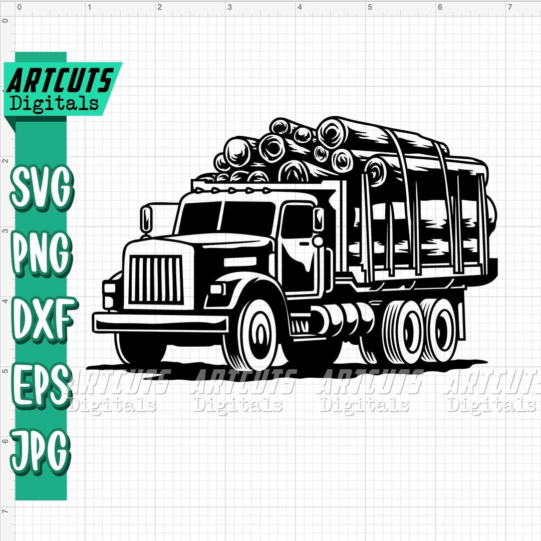 Truck Svg, Logging Truck Clipart, Logging Cutfile, Wood Cutting Dxf ...