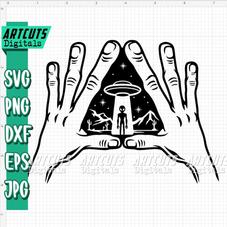 Alien Svg | UFO Svg | Alien Scene Svg | Alien Hand Clipart | Green Man ...