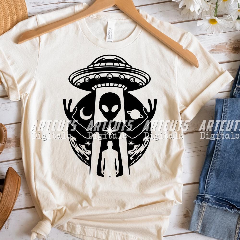 Alien UFO Svg, Outer Space Clipart, Spaceship Cutfile, Unidentified ...